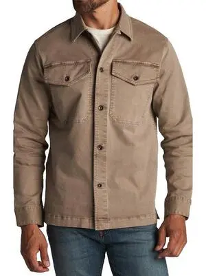 ROAN Odessa Mid Century Cotton Stretch Twill Shirt Jacket - Stone