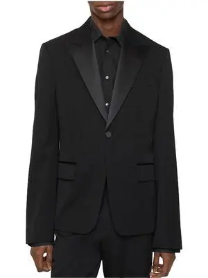 Burberry Grain De Poudre Wool Tuxedo Jacket - Black