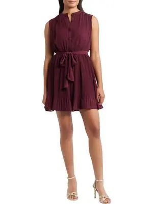 Sam Edelman Pleated Minidress Bordeaux