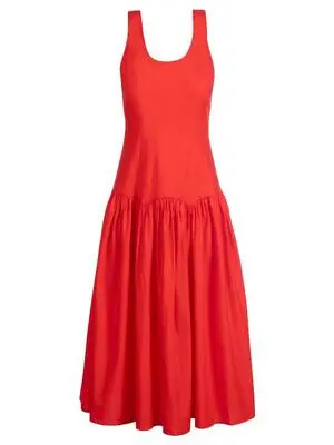Merlette Garance Cotton Poplin Midi Dress - Cherry