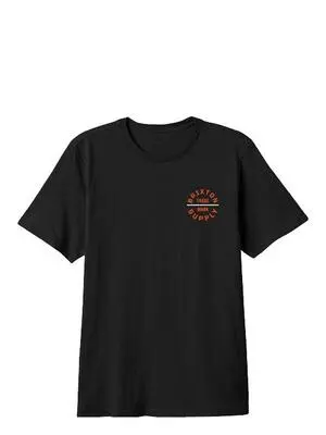 Brixton Oath V Cotton Graphic T-shirt - Black/classic Orange/white
