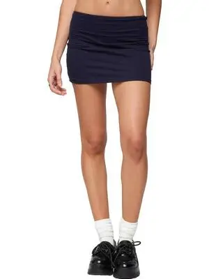 EDIKTED Low Rise Mini Skirt - Navy