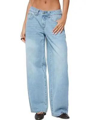 EDIKTED Rivka Straight Leg Jeans - Light-blue