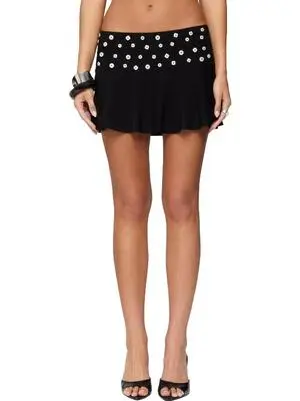 EDIKTED Kayce Button Mini Skirt - Black