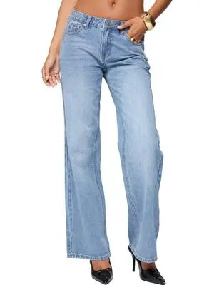 EDIKTED Mid-rise Straight Leg Jeans - Light-blue