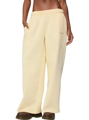 EDIKTED Wide Leg Sweatpants - Yellow