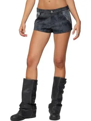EDIKTED Rhiley Faux Suede Shorts - Dark-gray
