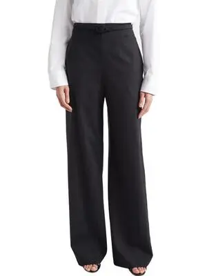 Oscar De La Renta Stretch Wool Straight Leg Pants - Black