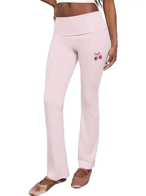 FLORENCE BY MILLS High Waist Foldover Rib Pants - Ballet Slipper