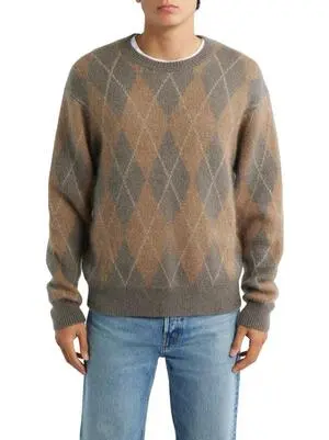 FRAME Argyle Crewneck Sweater - Taupe Multi