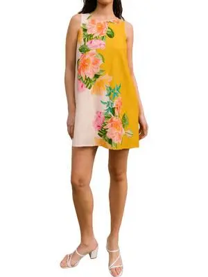 WHITE CLOSET Tropical Floral Mini Shift Dress - White