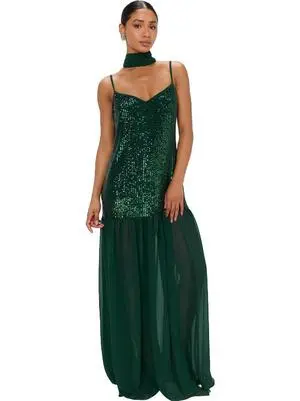 Show Me Your Mumu Dalia Maxi Dress - Emerald Sequins