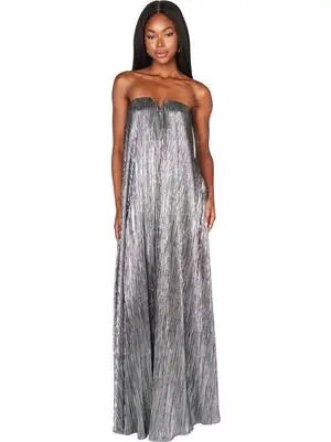 Show Me Your Mumu Athena Maxi Gown - Pleated Silver