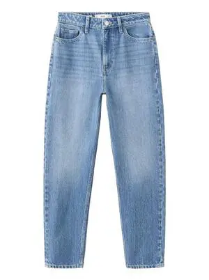 Mango Crop Mom Jeans - Medium Blue