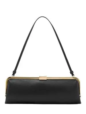 Mango Metallic Frame Clutch - Black