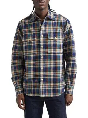DRAKE'S Relaxed Check Button-up Shirt - Indigo