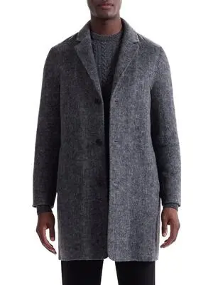 Bugatchi Herringbone Wool Blend Car Coat - Black/grey