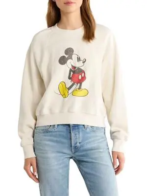 RE/DONE X Mickey Mouse Cotton Graphic Sweatshirt - Vintage White