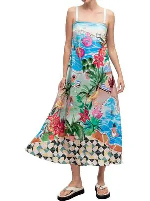 PAPER HEART Printed Pool Side Maxi Dress - Blue