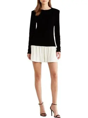 WAYF Maddie Long Sleeve Mini Dress - Black