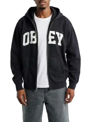 Obey Control Faded Zip Hoodie - Digital Black Faded Wash