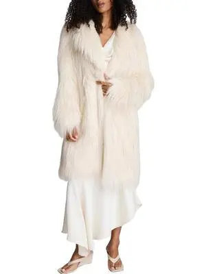 KENNETH COLE Faux Fur Coat - Oyster