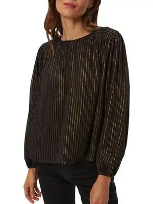 Michael Stars Dolly Metallic Stripe Top - Black Combo