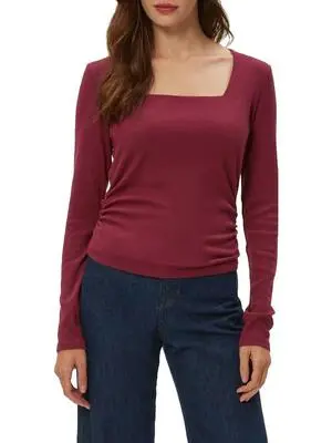 Michael Stars Long Sleeve Square Neck T-shirt - Garnet