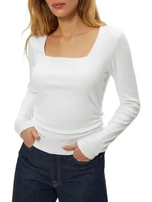 Michael Stars Long Sleeve Square Neck T-shirt - White