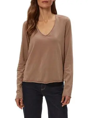 Michael Stars Kailee Long Sleeve V-neck T-shirt - Cobblestone