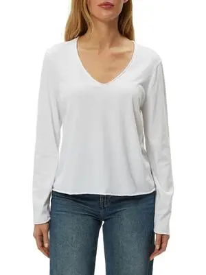 Michael Stars Kailee Long Sleeve V-neck T-shirt - White