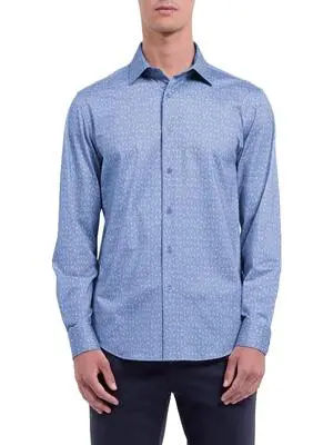 Bugatchi James Ooohcotton® Cocktail Print Button-up Shirt - Steel