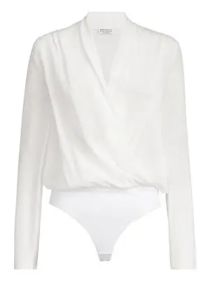 Brunello Cucinelli Brunello Cucinelli Crêpe De Chine Bodysuit Ivory