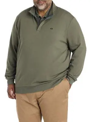 TRAVISMATHEW FIT BY DXL Big & Tall Cloud Quarter-zip Pullover - Dark Olive