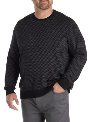 Perry Ellis Big & Tall Textured Crewneck Sweater - Black