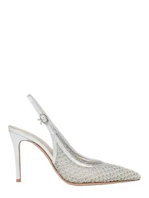 GIANVITO ROSSI Nikki Pointed Toe Slingback Pumps - Metallic Silver And Nappa