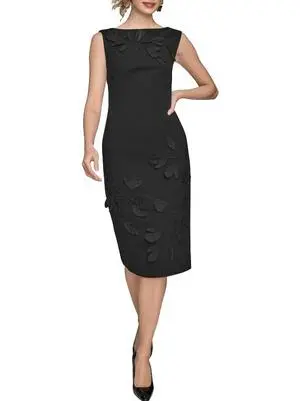 Donna Karan New York 3d Floral Sleeveless Sheath Dress - Black/black