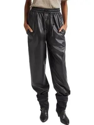 Isabel Marant Nereane Faux Leather Drawstring Pants - Black