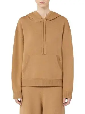 MM BY MAX MARA Loria Virgin Wool Sweater Hoodie - Camel