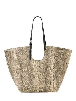 ALLSAINTS Ara East/west Snakeskin Embossed Leather Tote - Desert White