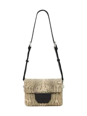 ALLSAINTS Snakeskin Embossed Leather Crossbody Bag - Desert White