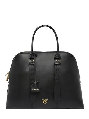 Pinko Vitello Leather Bowling Bag - Black