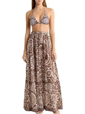 Ramy Brook Ariella Printed Maxi Skirt - Beach Brown Combo