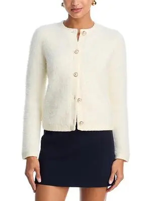 Aqua Brushed Pearl Button Cardigan - Ivory