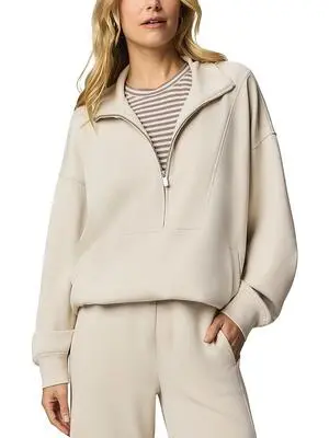 Splendid Scubasoft Quarter Zip Sweatshirt - Pale Oak Heather
