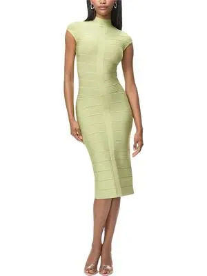 Herve Leger Davina Midi Bandage Dress Cress