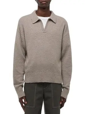 Helmut Lang Brushed Open Collar Polo Sweater - Fog