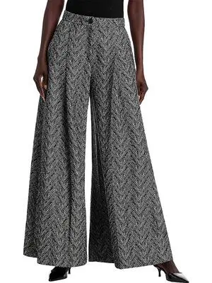 BOSS Wide Leg Pants - Monochrome Herringbone