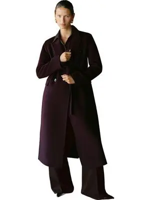 REISS Brogan Double-breasted Coat - Burgundy