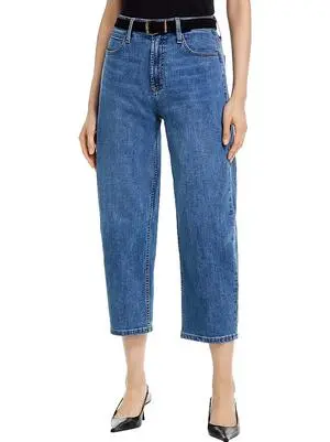 Aqua High-rise Cropped Barrel Jeans - Indigo